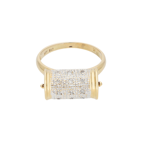 Anillo diseño especial platinado con diamantes en oro amarillo 14 kila ...