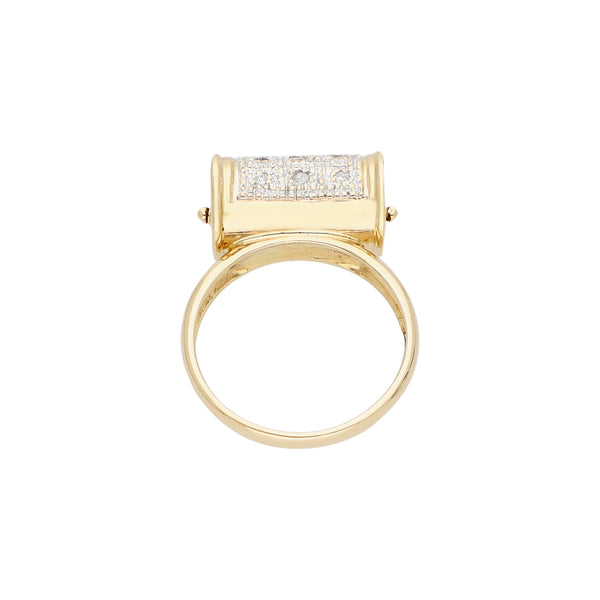 Anillo diseño especial platinado con diamantes en oro amarillo 14 kila ...